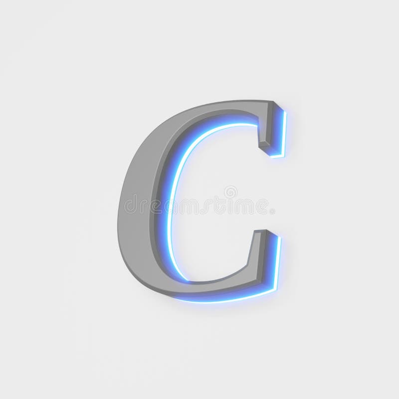Illustration of Glowing Letter C on White Background. 3d Illustration ...