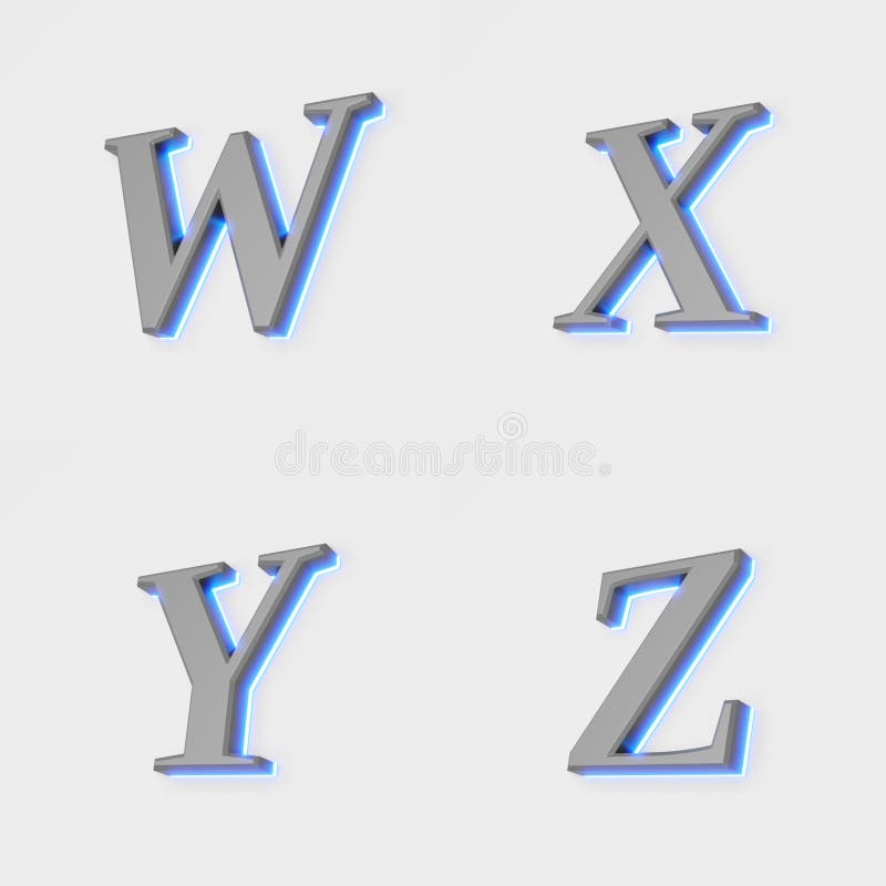 Illustration of Glowing Letter on White Background. 3d Illustration ...