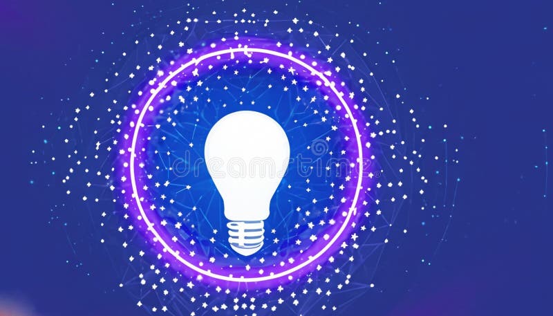 Illustration of a Glowing Light Bulb on a Blue Background with ...