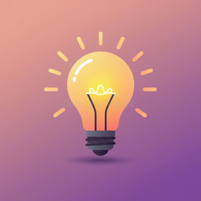 Illustration of a Glowing Light Bulb with a Minimalistic Design. the ...