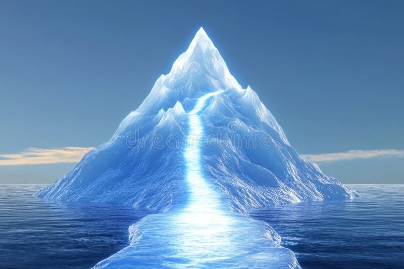 An Illustration of a Glowing Light Path Going Up the Mountain ...