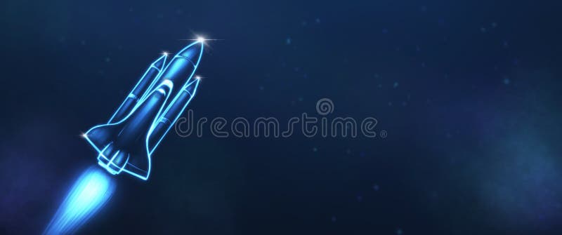 Illustration of a Glowing Space Rocket Encourage People To Move Forward ...