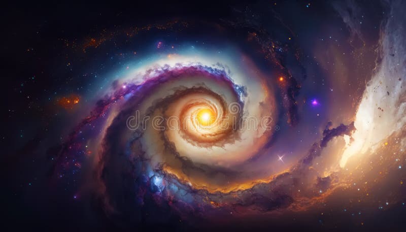 A Glowing Spiral Galaxy in Deep Space Stock Illustration - Illustration ...