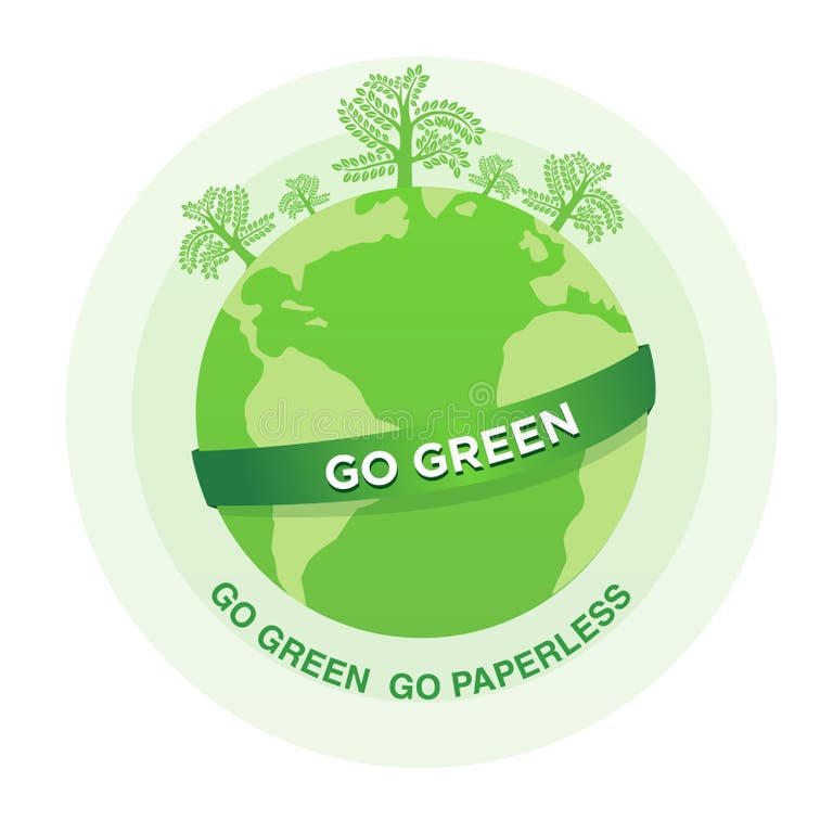 Illustration of Go Green Go Paperless Stock Illustration - Illustration ...