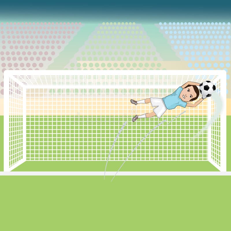 Cartoon Soccer Football Goalie Keeper Saving a Goal Stock Vector ...