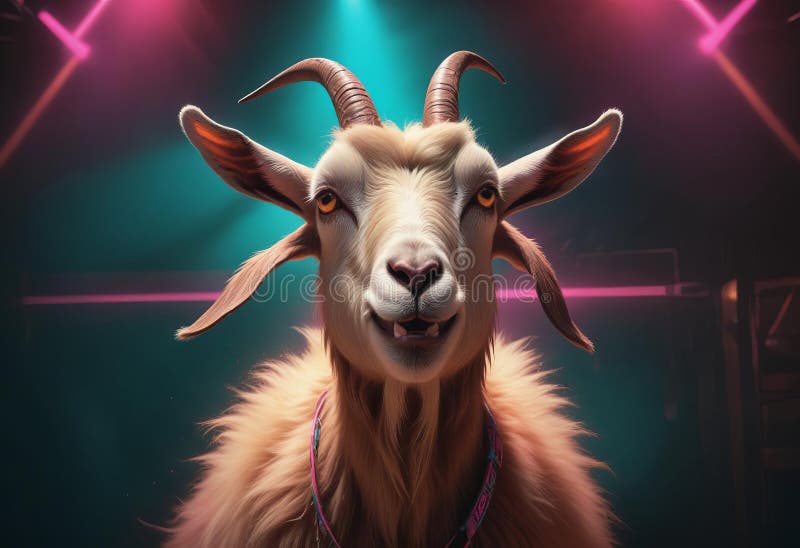Illustration of Goat with Bright Neon Illumination Stock Illustration ...