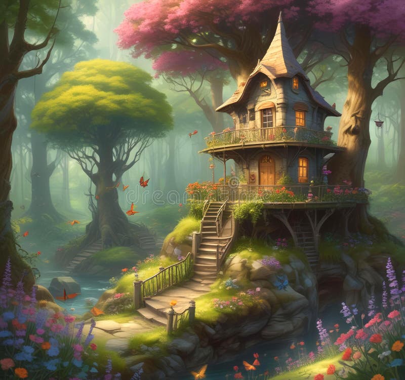 Illustration of Goblin House in Green Forest Stock Illustration ...