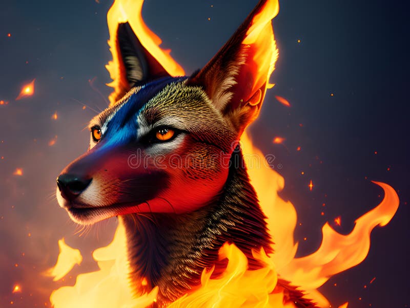 Illustration of a God Anubis with a Flame, AI Generated Stock ...