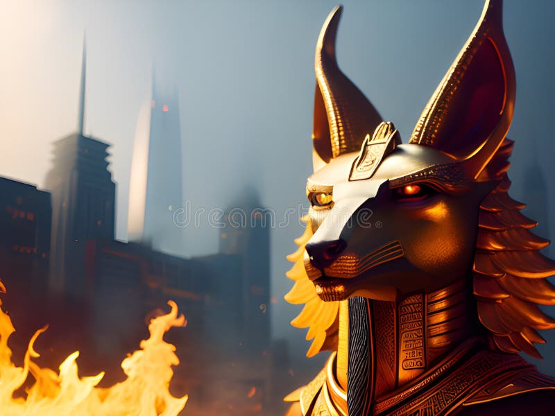 Illustration of a God Anubis with a Flame, AI Generated Stock ...