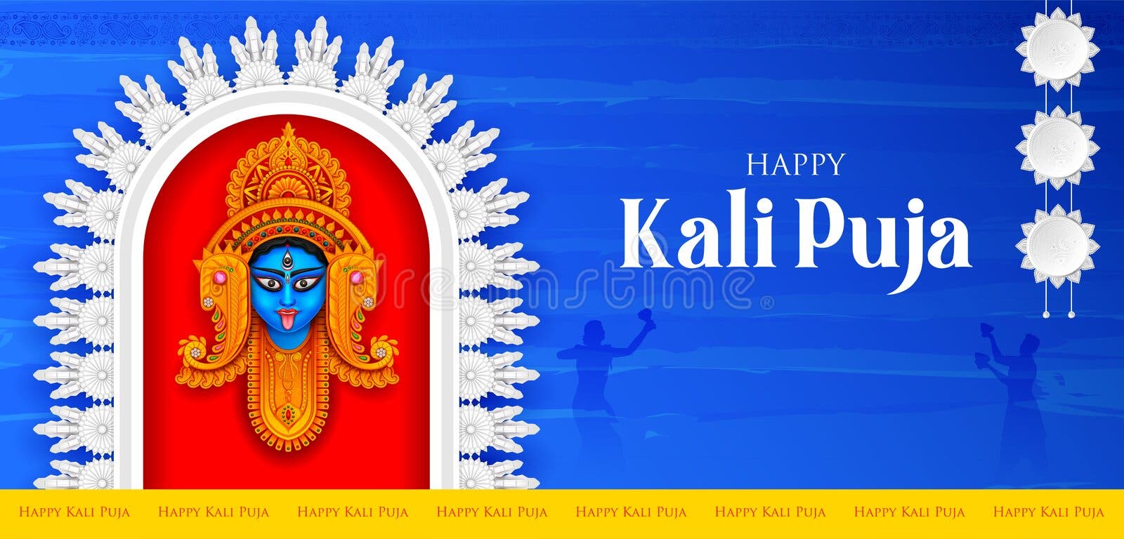 Goddess Kali Maa On Diwali Kali Pooja Background Of India Festival Stock Vector Illustration