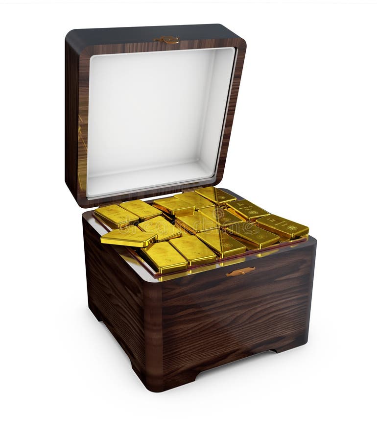 Illustration of Gold Bars in the Box, Financial Concept Stock ...