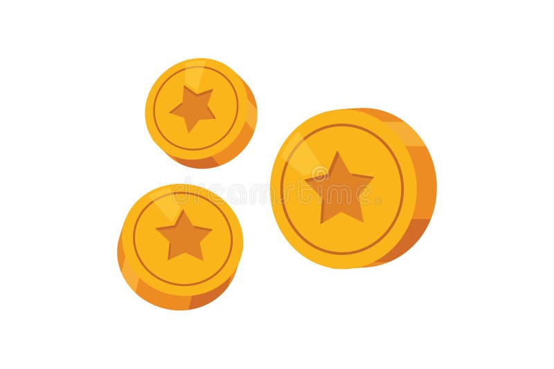 Illustration of Gold Coin with Stars Icon Stock Illustration ...