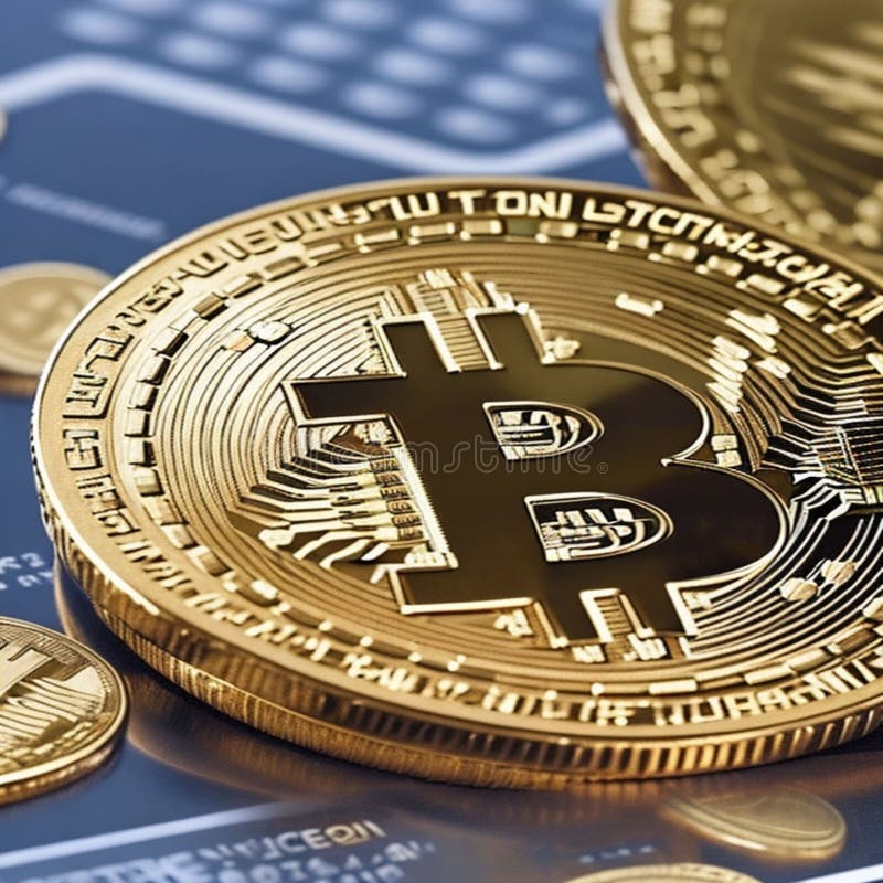 Illustration of Gold-colored Digital Bitcoins Stock Illustration ...