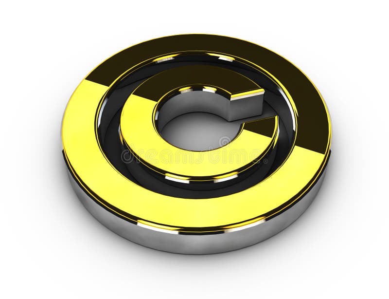 Illustration of Gold Copyright Symbol on White Background Stock ...