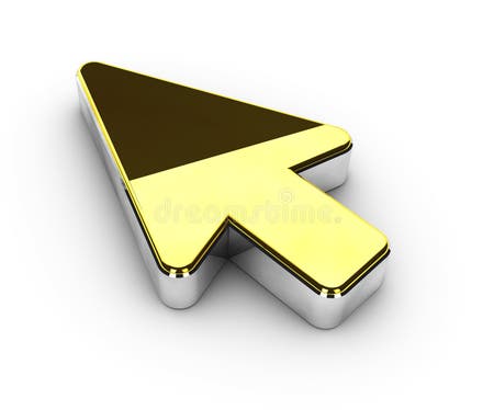 Illustration of Gold Cursor Symbol on White Background Stock ...