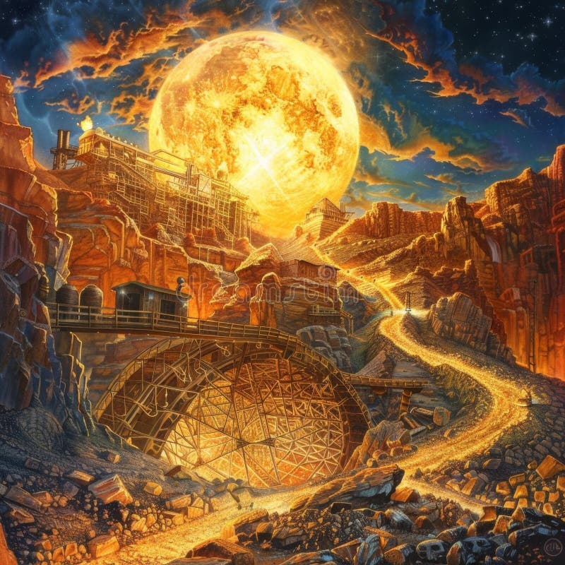 3 Illustration of the Gold Mining Cycle with Bright and Detailed ...