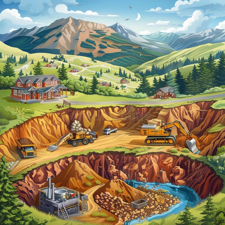 3 Illustration of the Gold Mining Cycle with Bright and Detailed Visuals Stock Illustration ...