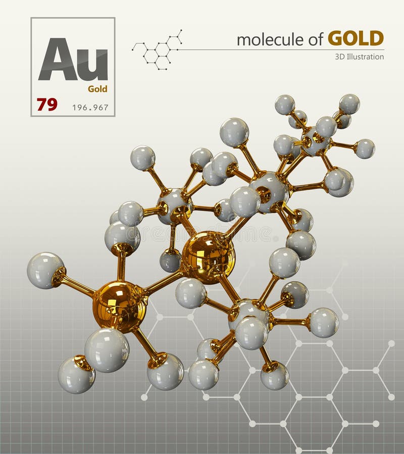 Illustration of Gold Molecule Isolated White Background Stock ...