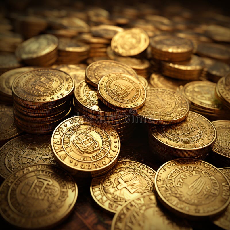 Illustration of Gold Money Coins. Generative AI Stock Illustration ...