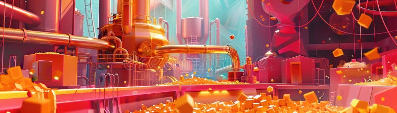 Illustration of a Gold Processing Plant with Bright and Lively Colors ...