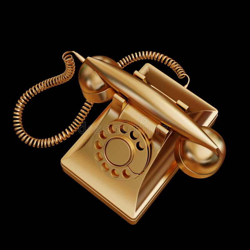 Vintage Gold Phone. 3d Illustration Stock Illustration - Illustration ...