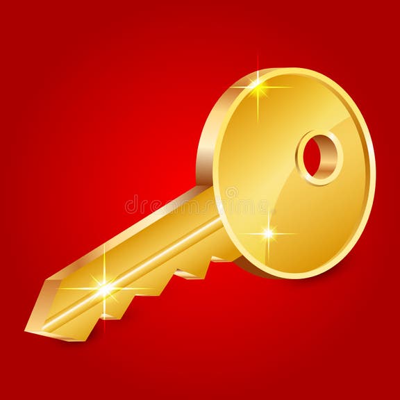 Illustration of Gold Shiny Key on Red Background Stock Vector ...