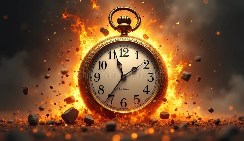 Exploding Golden Hour or Deadline Time Stock Illustration ...