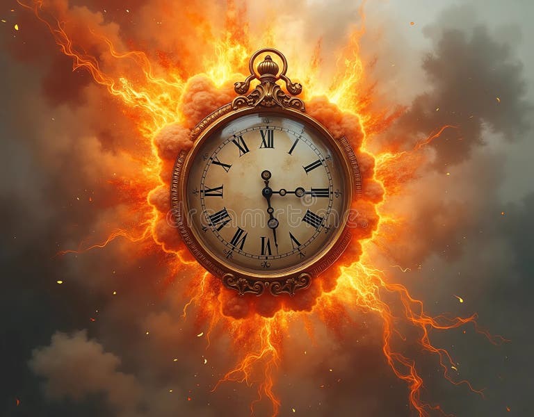 Exploding Golden Hour or Deadline Time Stock Illustration ...