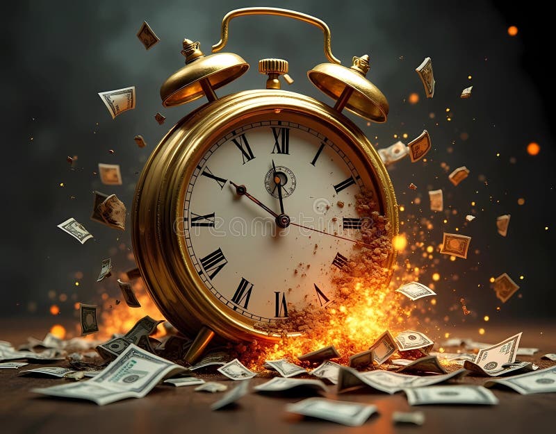Exploding Golden Hour or Deadline Time Stock Illustration ...