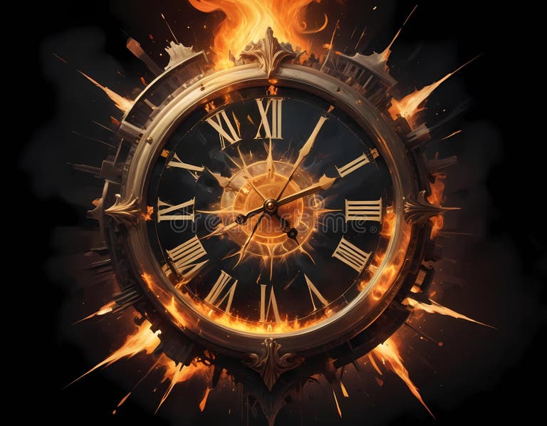 Exploding Golden Hour or Deadline Time Stock Illustration ...