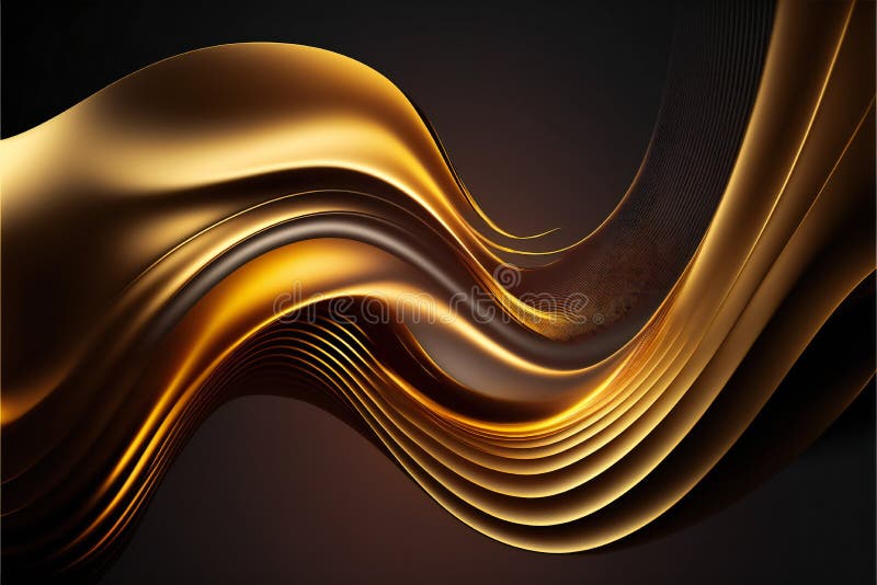 Gold Wave Motion, Digital Illustration Painting, 3d Rendering Stock ...