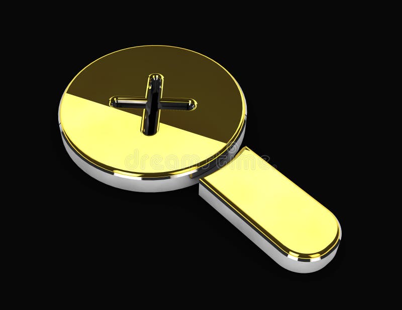 Illustration of Gold Zoom in Symbol on Black Background Stock ...