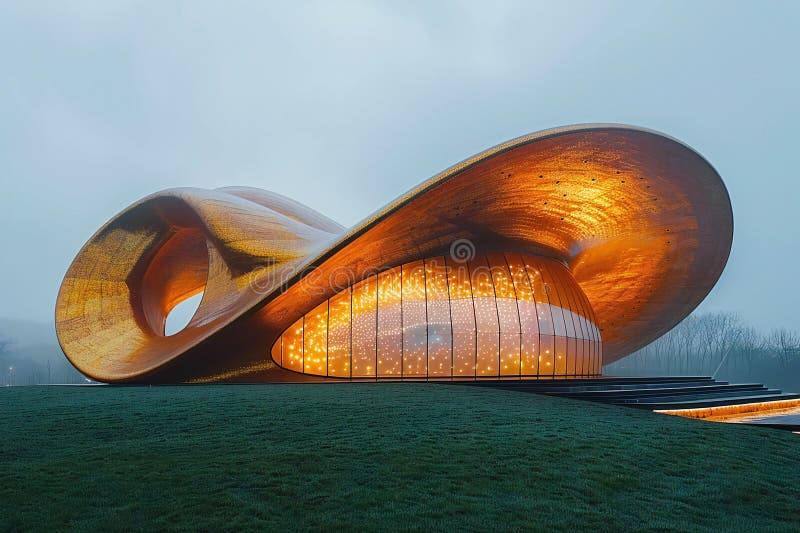 A Golden Building in the Shape of an Orange Dome Illuminated Stock ...
