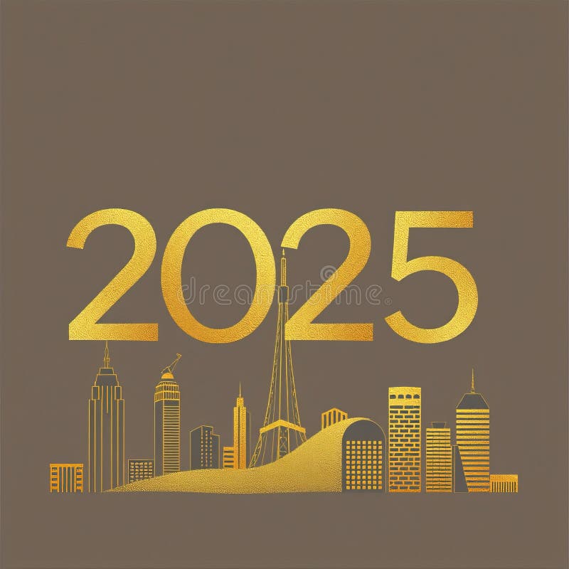 2025 - Golden Design 2025 Illustration Stock Illustration ...