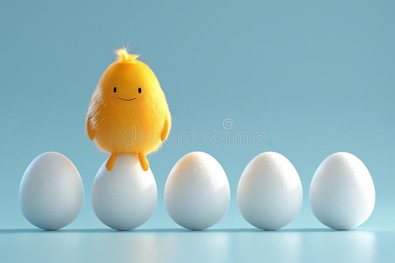 A Golden Egg with an Animated Character Standing on Top of White Eggs ...