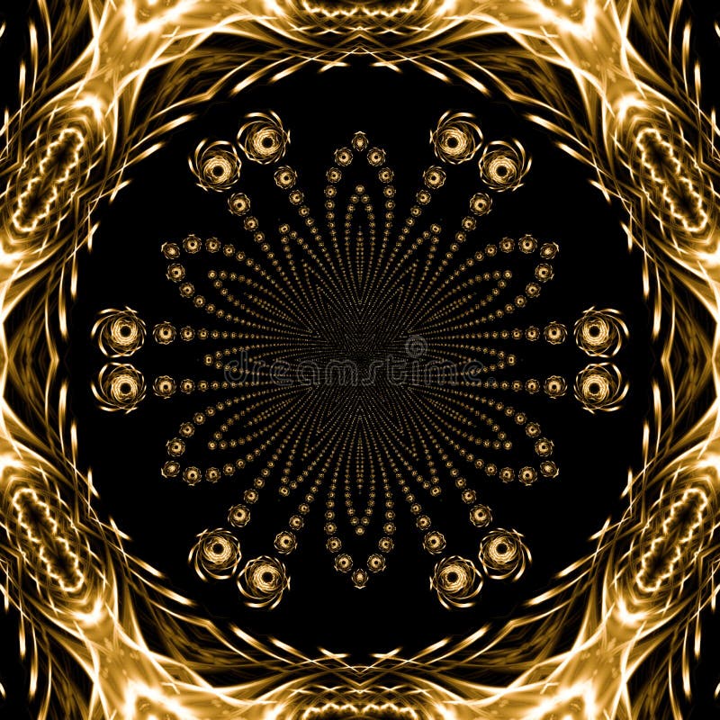 Illustration with a Golden Flower Pattern. Stock Illustration ...