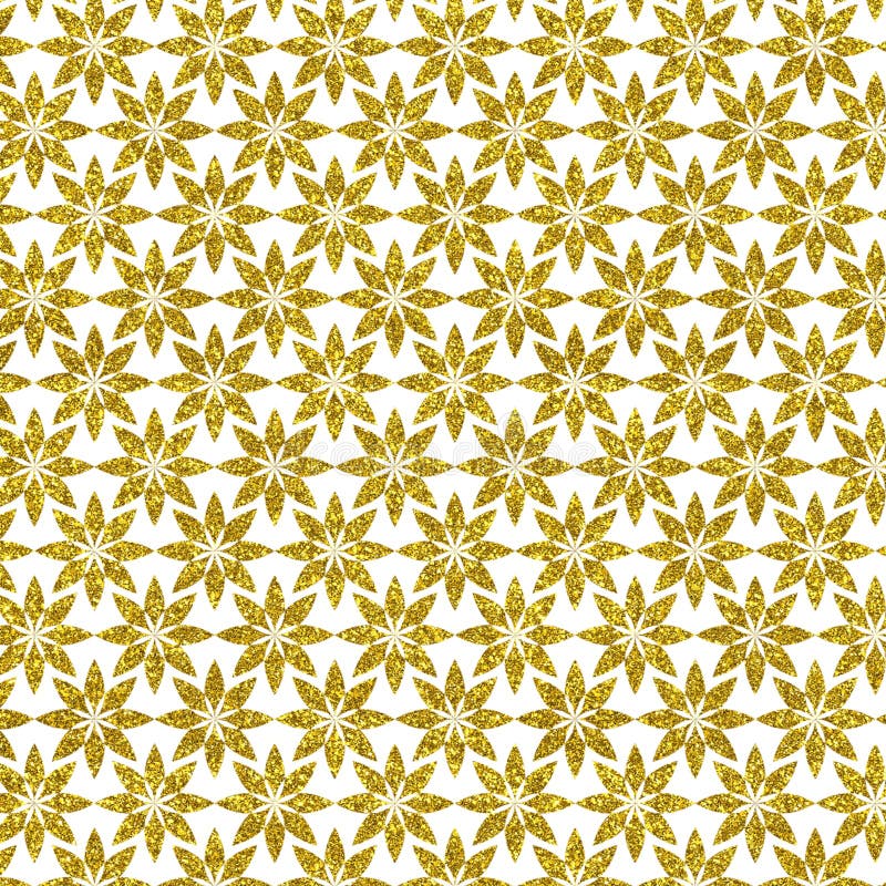 Illustration of Golden Flower Patterns on a White Background Stock ...
