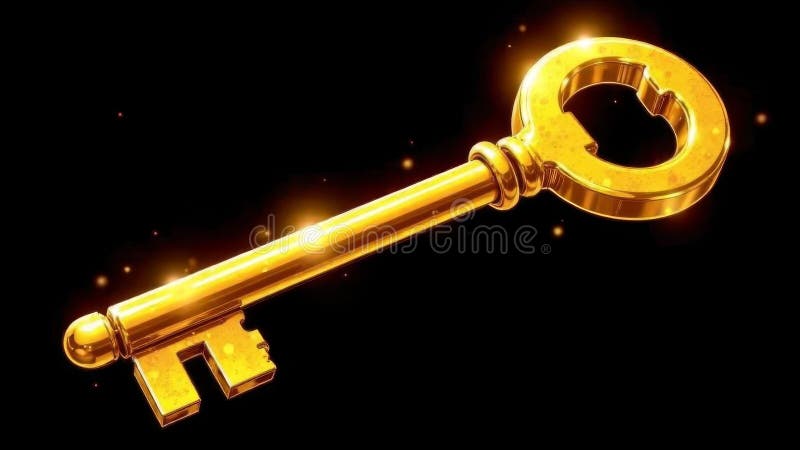 Illustration of Golden Key on Black Background Stock Illustration ...