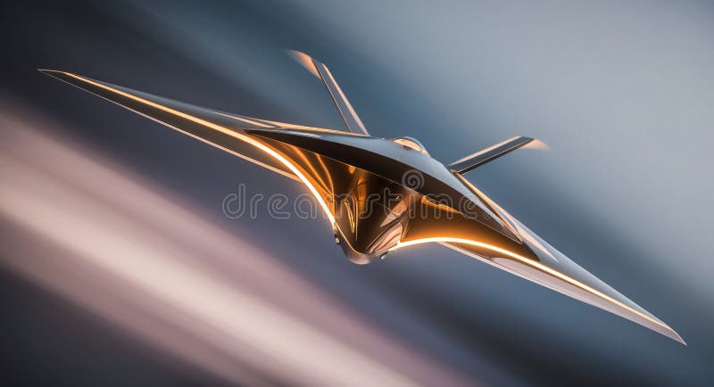 An Illustration of a Golden Rocket Hovering in Space Stock Illustration ...