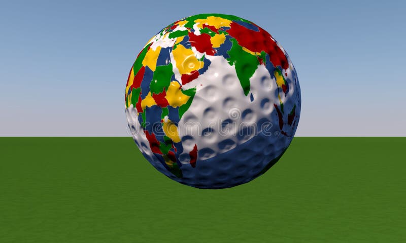 Illustration of a Golf Ball with World Map on it Stock Illustration ...