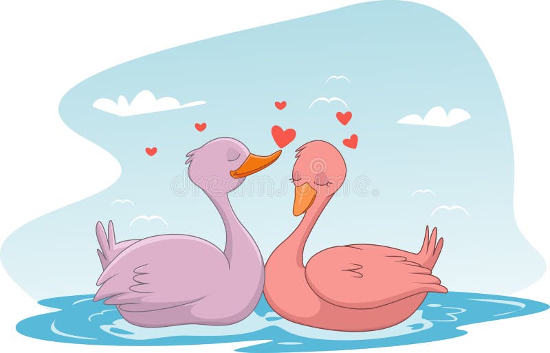 Illustration of Goose Couple in Love Stock Vector - Illustration of ...