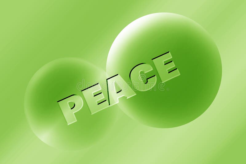 Gradient Green 3D Various Size Spheres with the Word of PEACE Stock ...