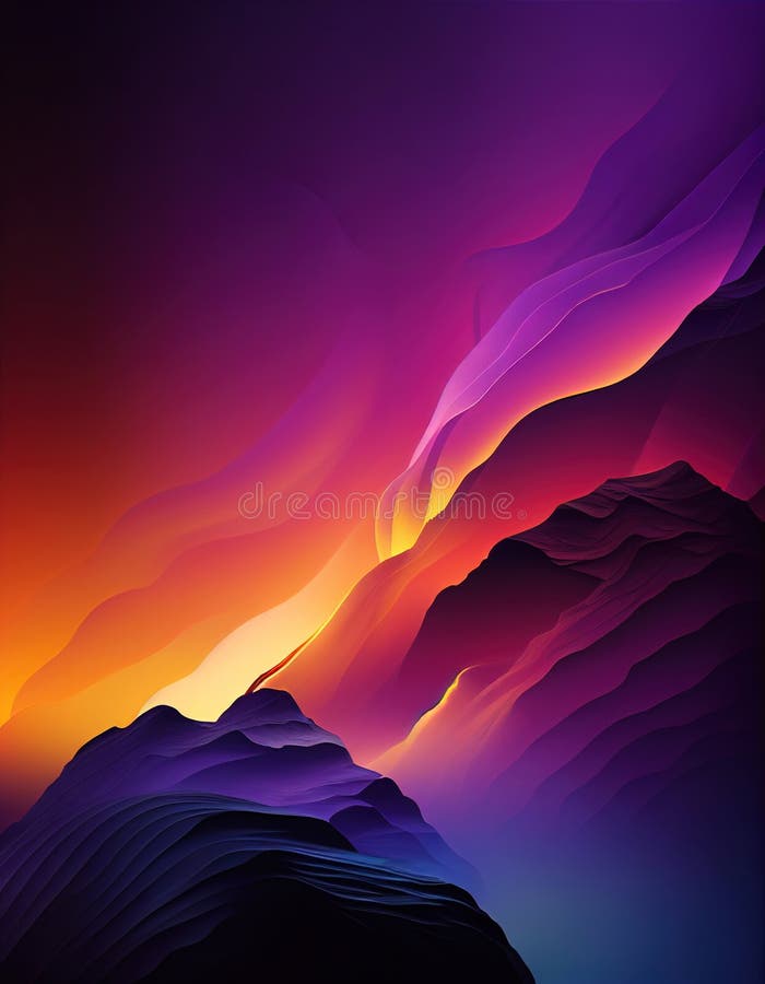 An Illustration of Gradient Mountains. Ai Generative Stock Illustration ...