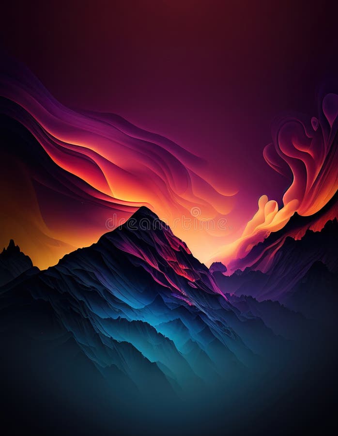 An Illustration of Gradient Mountains. Ai Generative Stock Illustration ...