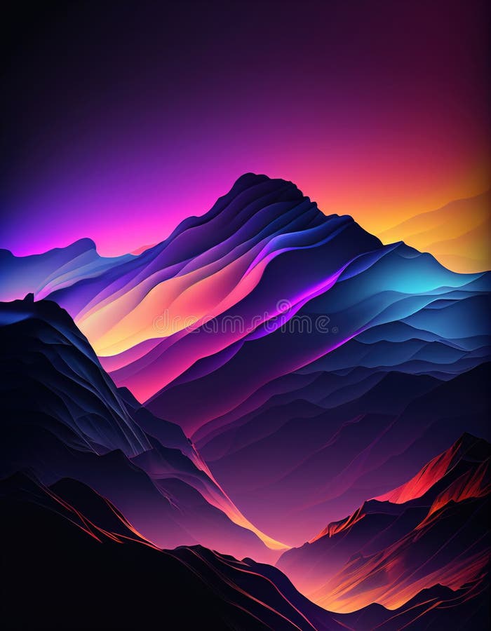 An Illustration of Gradient Mountains. Ai Generative Stock Illustration ...
