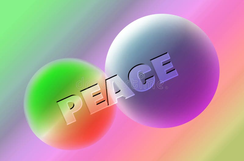 Gradient Multi-color 3D Various Size Spheres with the Word of PEACE ...
