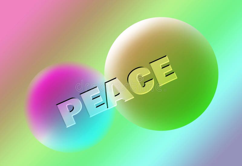 Gradient Multi-color 3D Various Size Spheres with the Word of PEACE ...