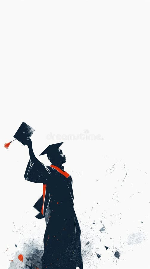 Illustration of a Graduate Tossing Their Cap while Holding a Diploma ...