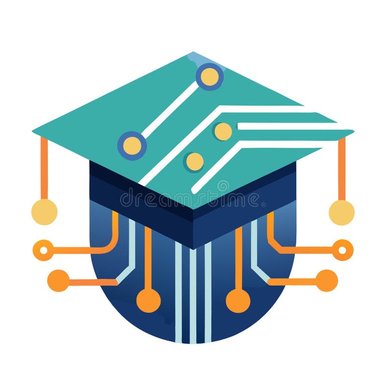 Digital Education: Graduation Cap with Circuit Board for Technology and ...