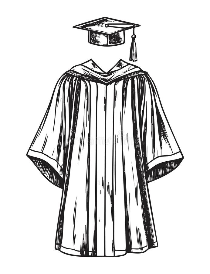 Illustration of a Graduation Cap and Gown Representing Academic ...